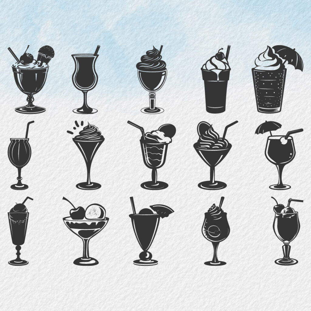 ice cream silhouette, different test drinks ice cream, Ice cream black ...