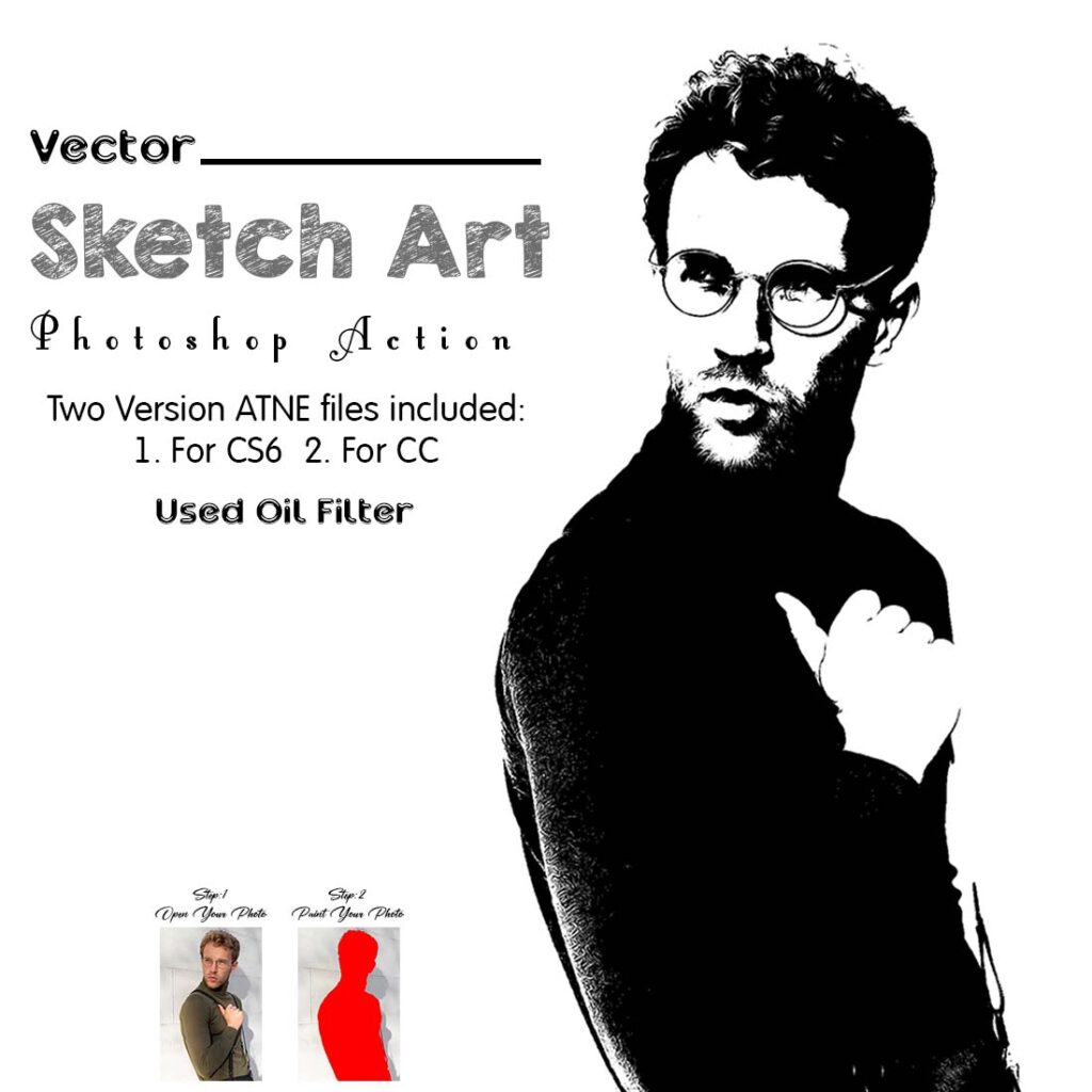 Vector Sketch Art Photoshop Action - MasterBundles