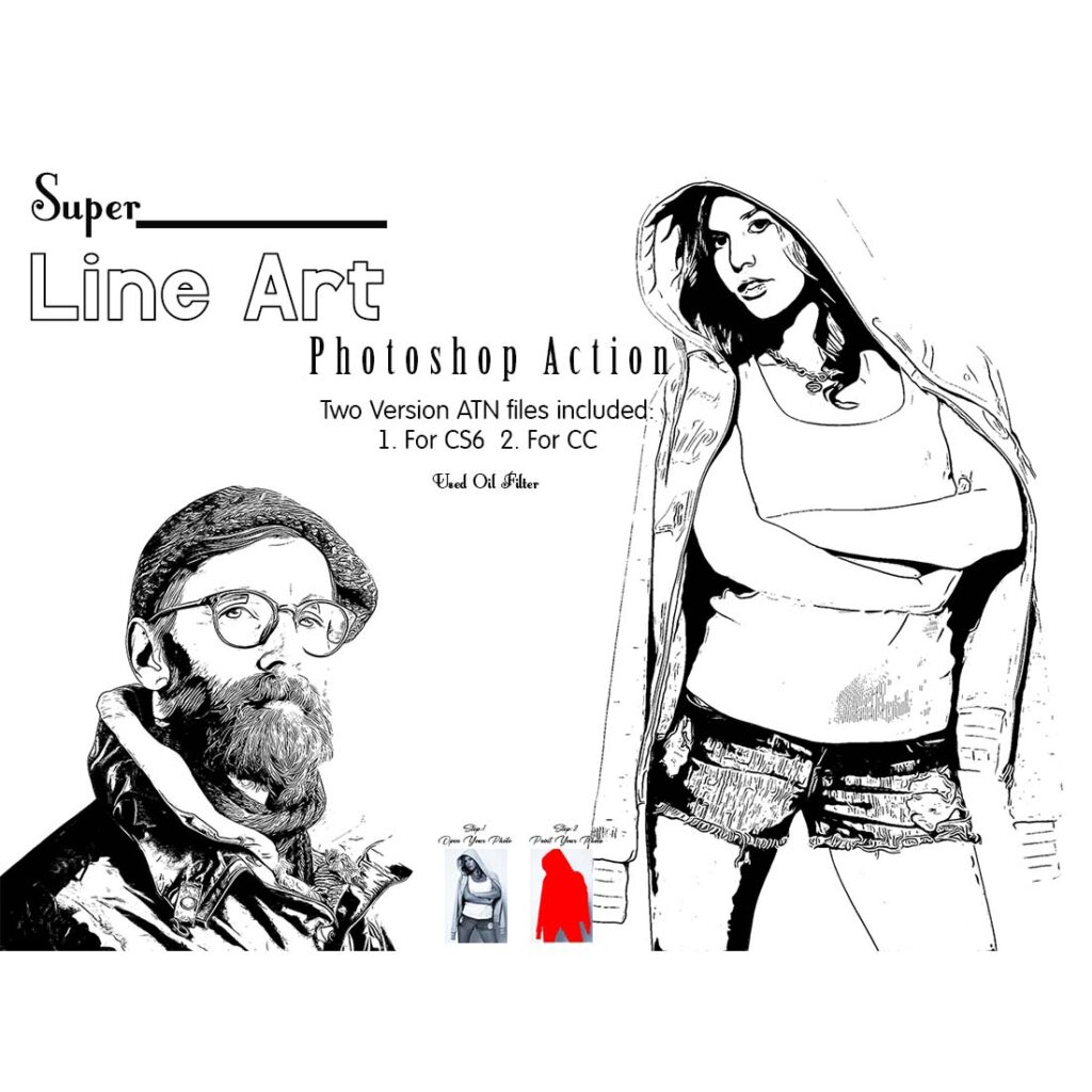 Super Line Art Photoshop Action - MasterBundles