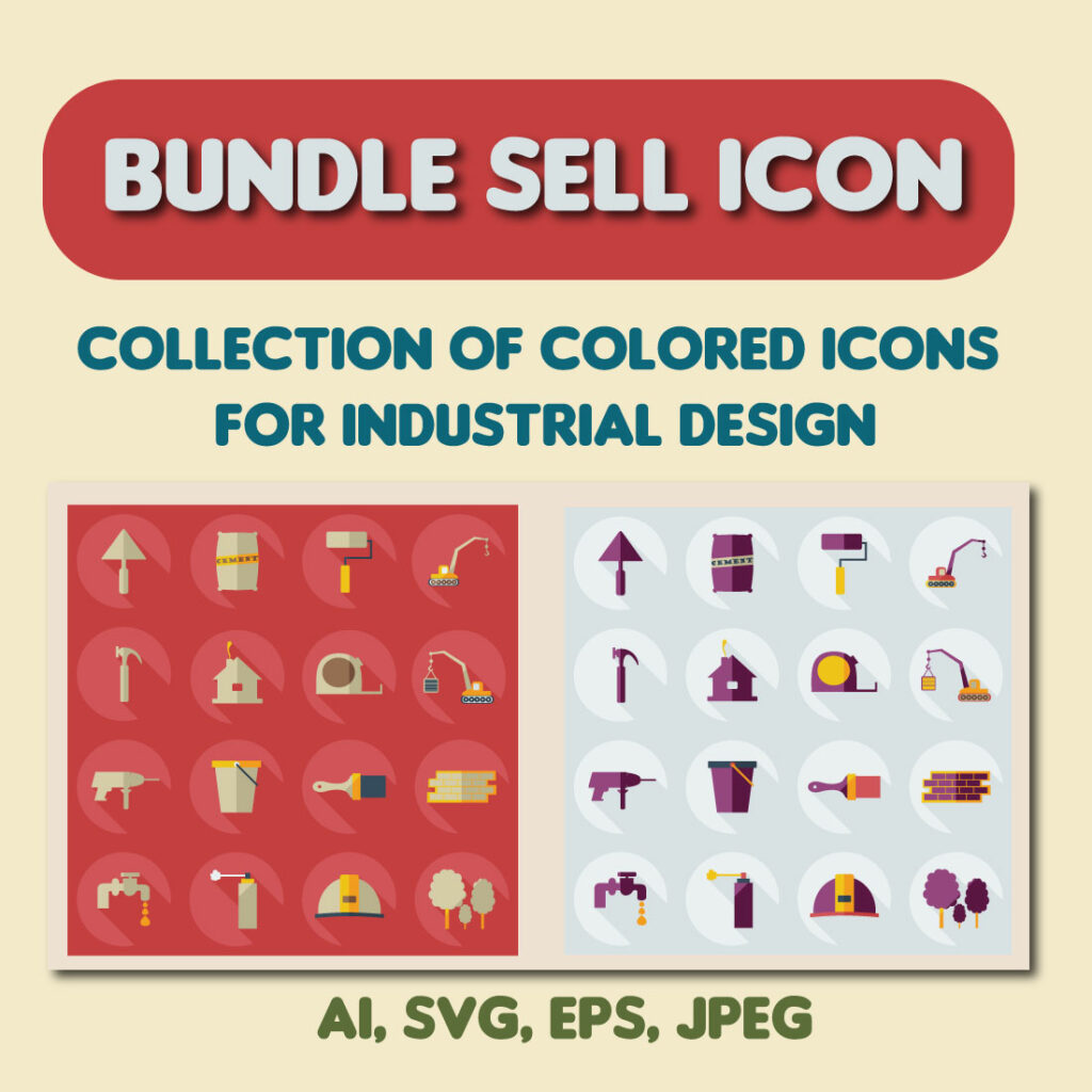 Collection of Colored Icons for Industrial Design. - MasterBundles