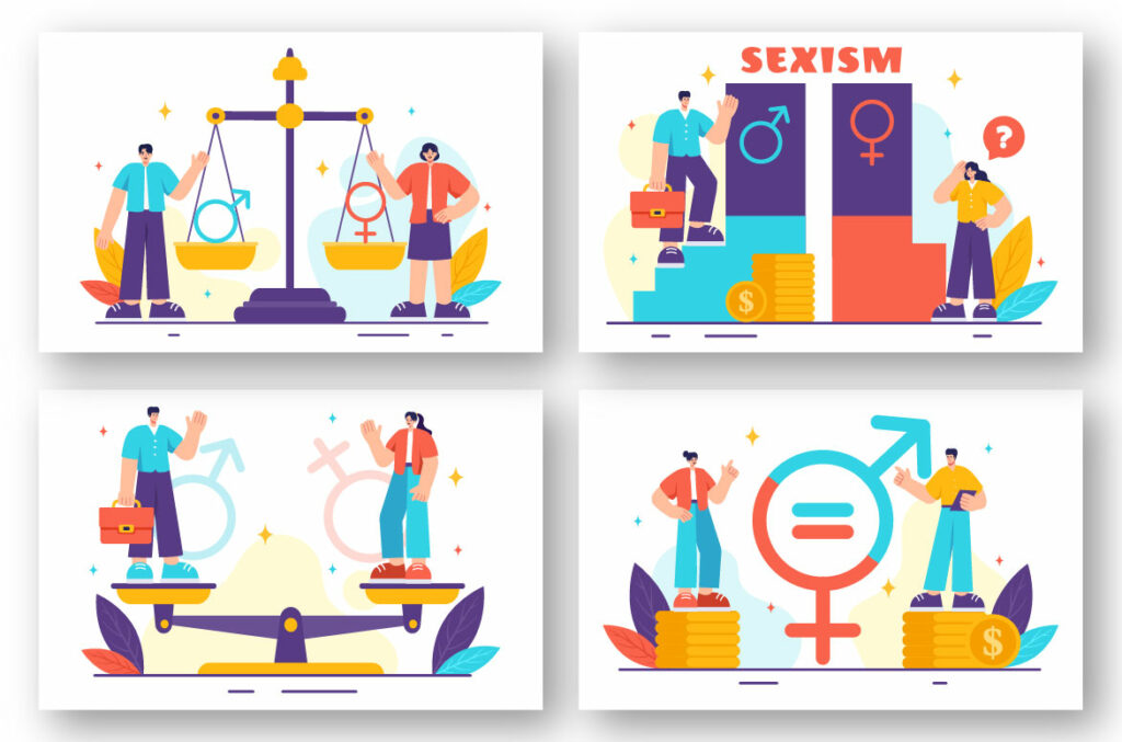 12 Sexism Men and Women Illustration - MasterBundles