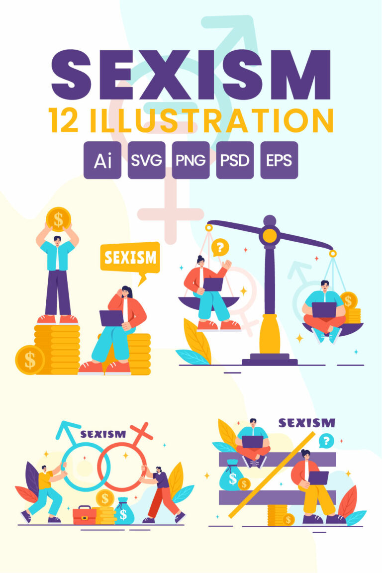 12 Sexism Men and Women Illustration - MasterBundles