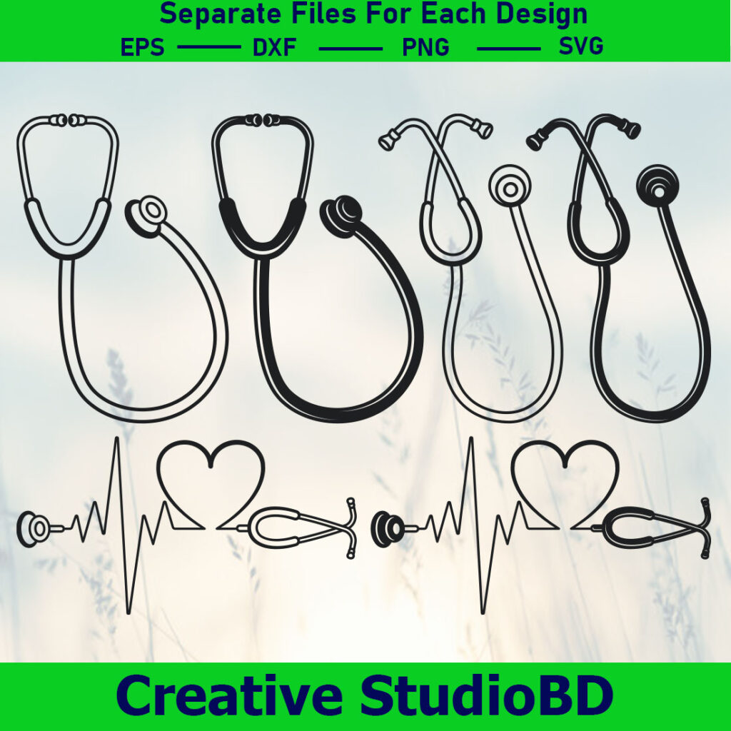 Stethoscope SVG Bundle, Nursing Svg, Stethoscope Icon Svg, Stethoscope ...