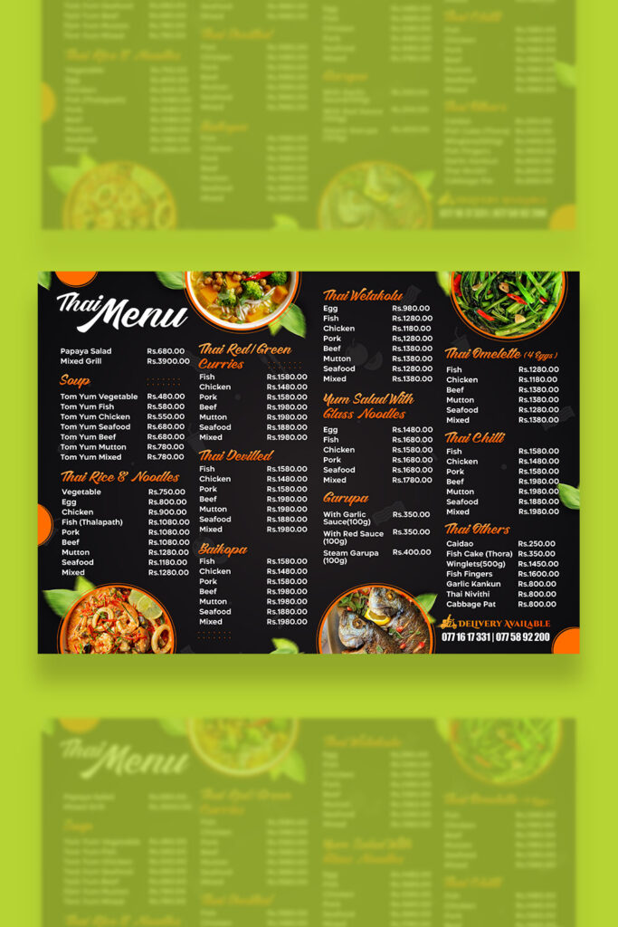 Premium Thai Menu Card Template - MasterBundles