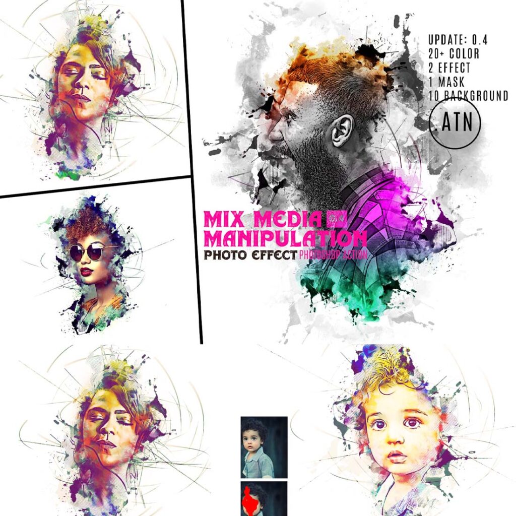 Mixed Media Manipulation PS Action - MasterBundles