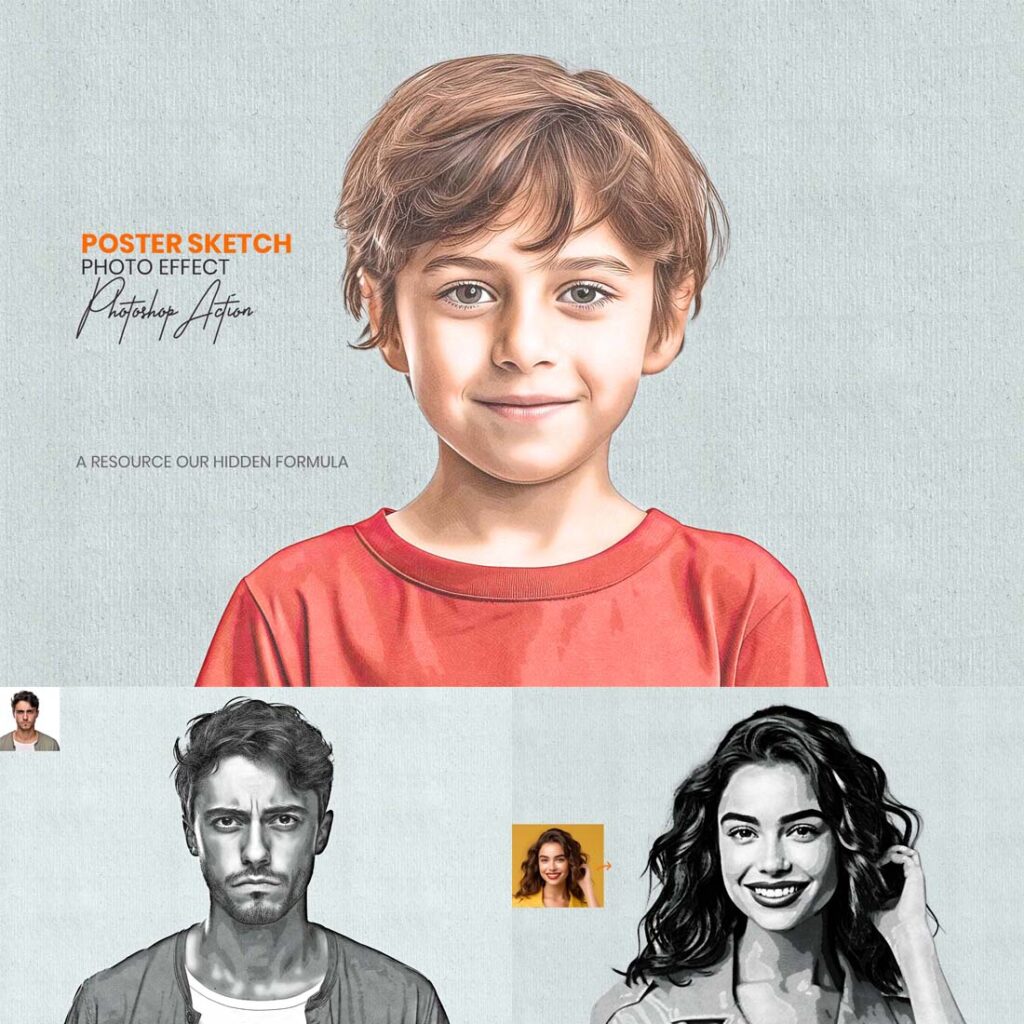 Poster Sketch Photoshop Action - MasterBundles