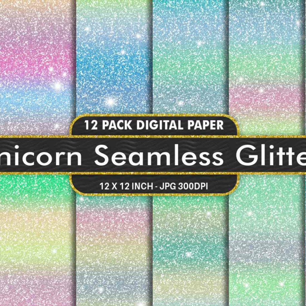 Digital Paper Glitter Unicorn Texture - MasterBundles