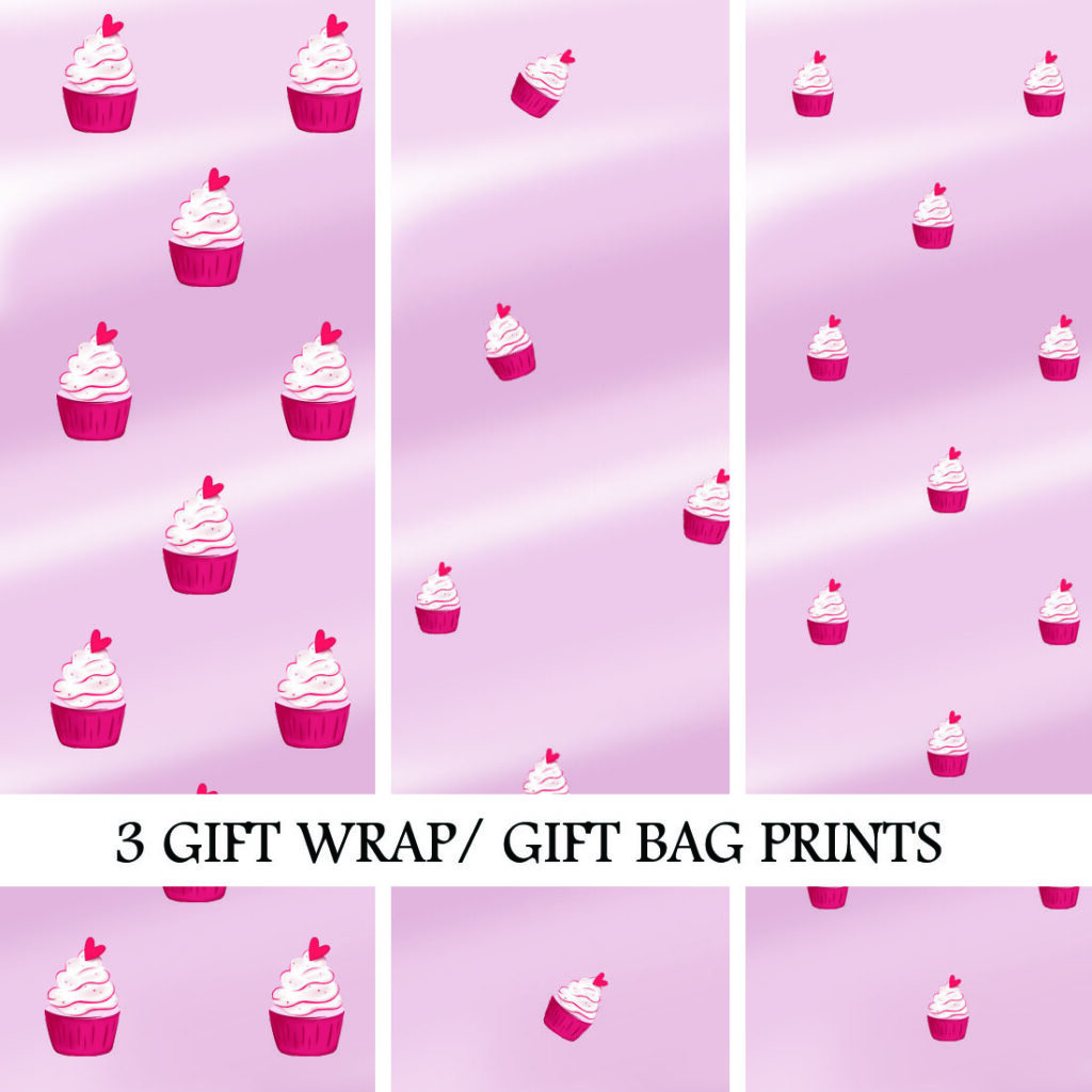 CUPCAKE GIFT WRAP/ CUPCAKE GIFT BAG PRINTABLE - MasterBundles