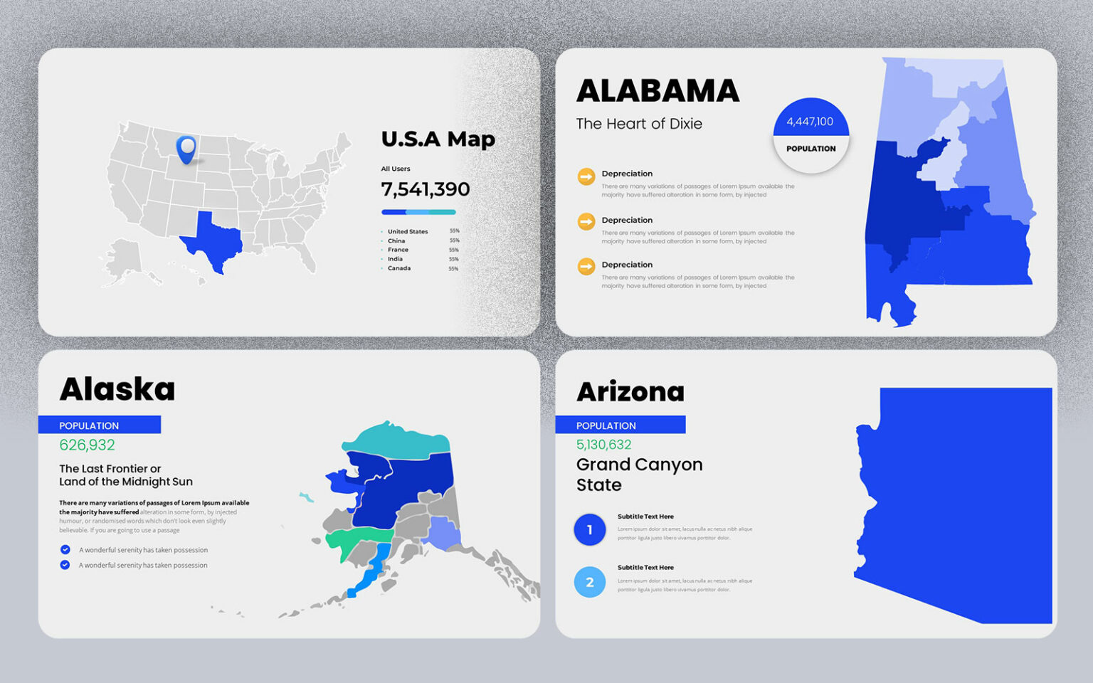 United State Of America All Map PowerPoint Template - MasterBundles