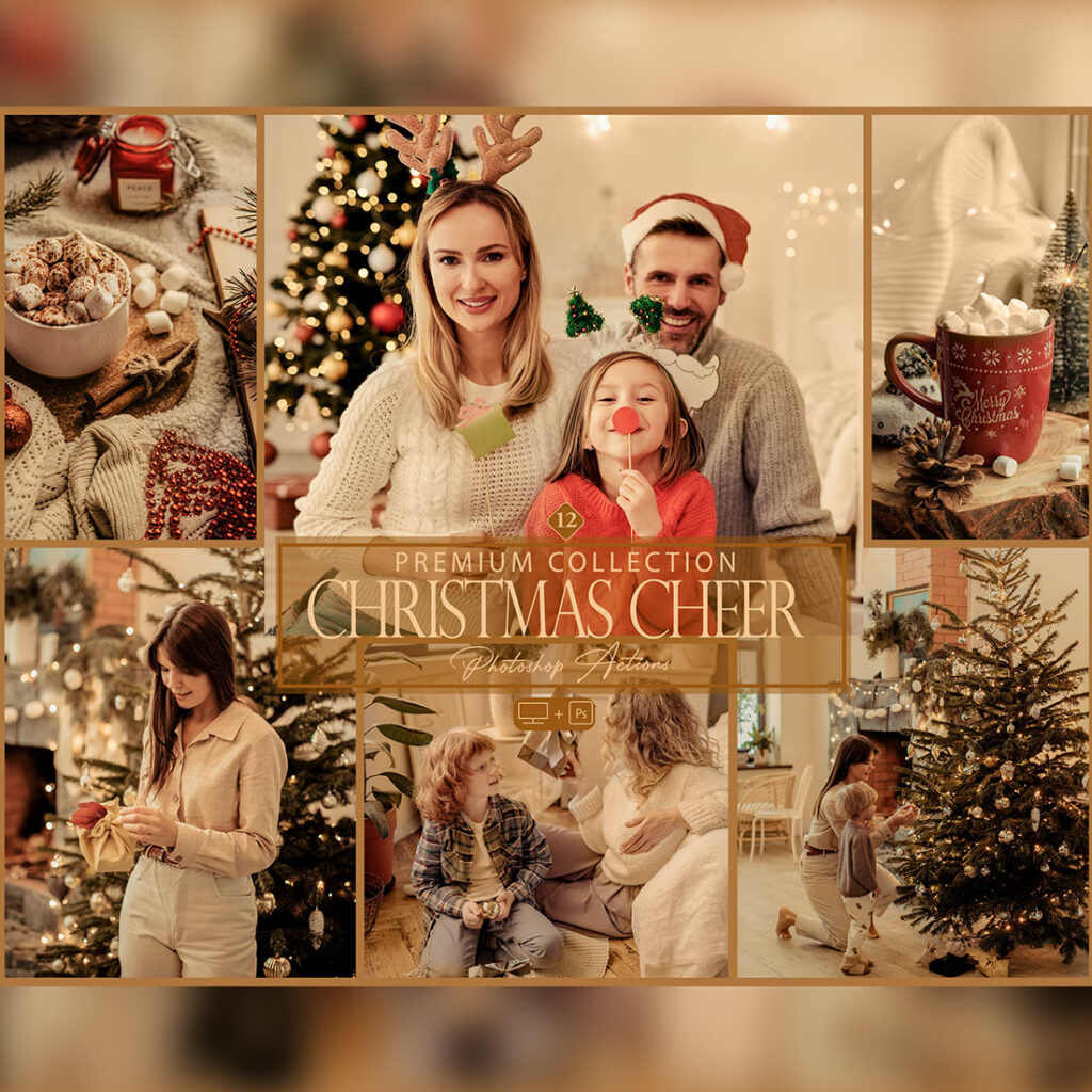 12 Photoshop Actions, Christmas Cheer Ps Action, Xmas ACR Preset, Wormy ...