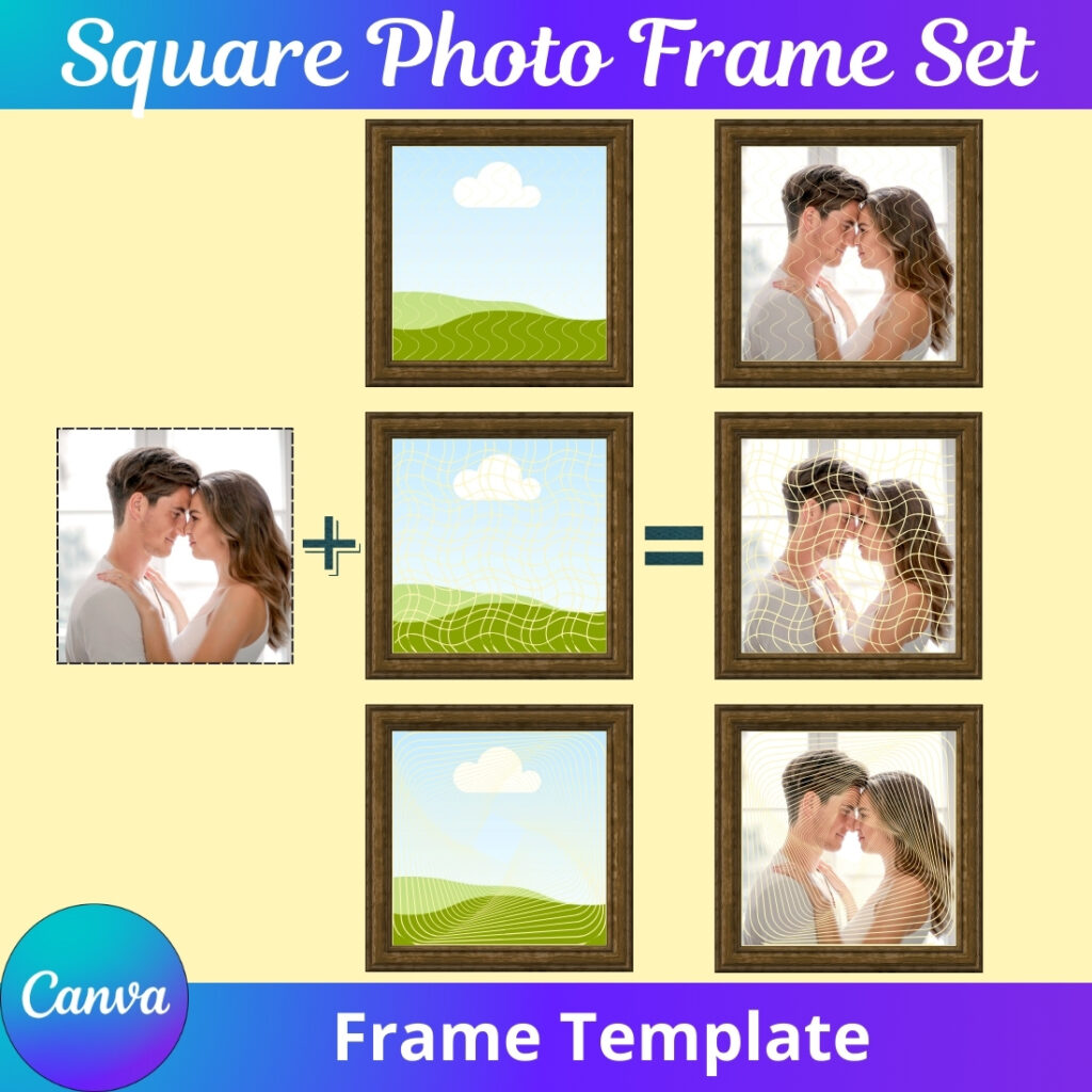 Square Photo Frame Set | 22 Frames | Canva - MasterBundles