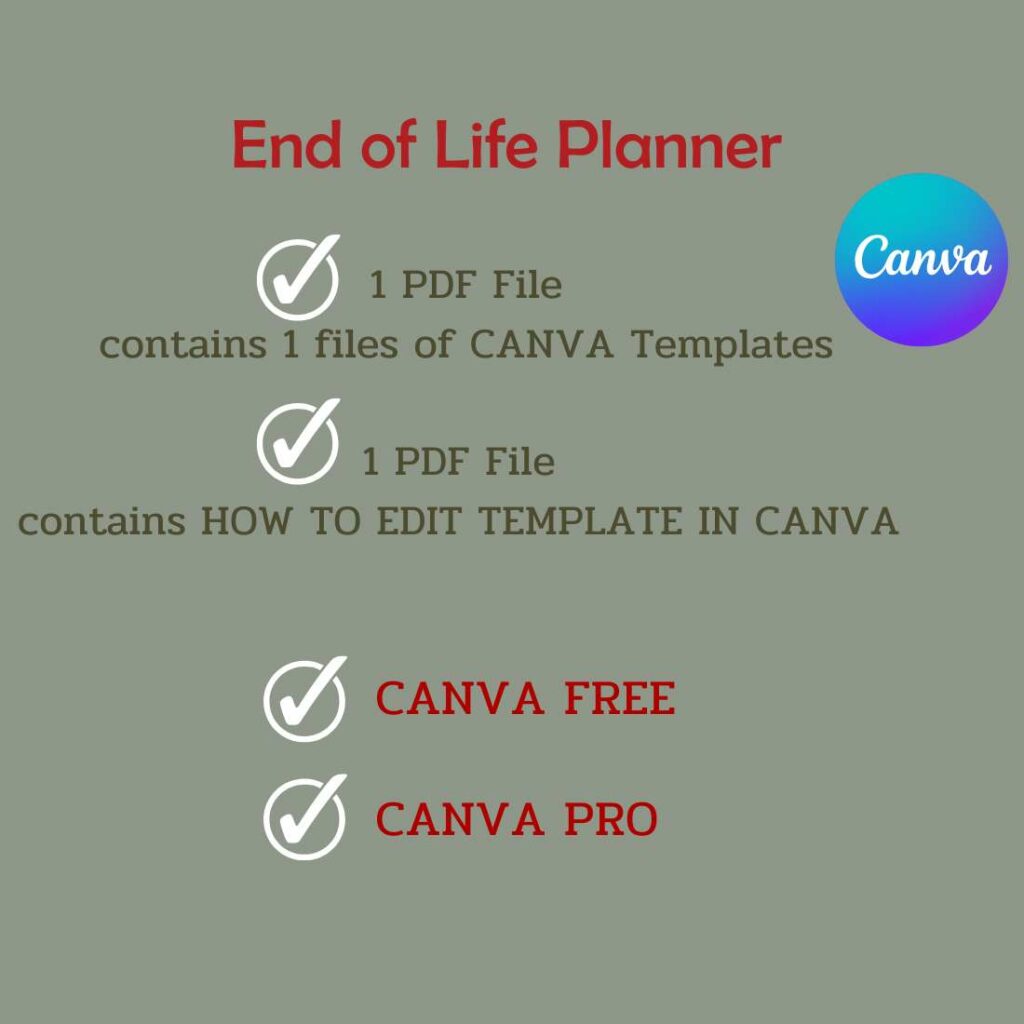 End of Life Planner - Canva Template - MasterBundles