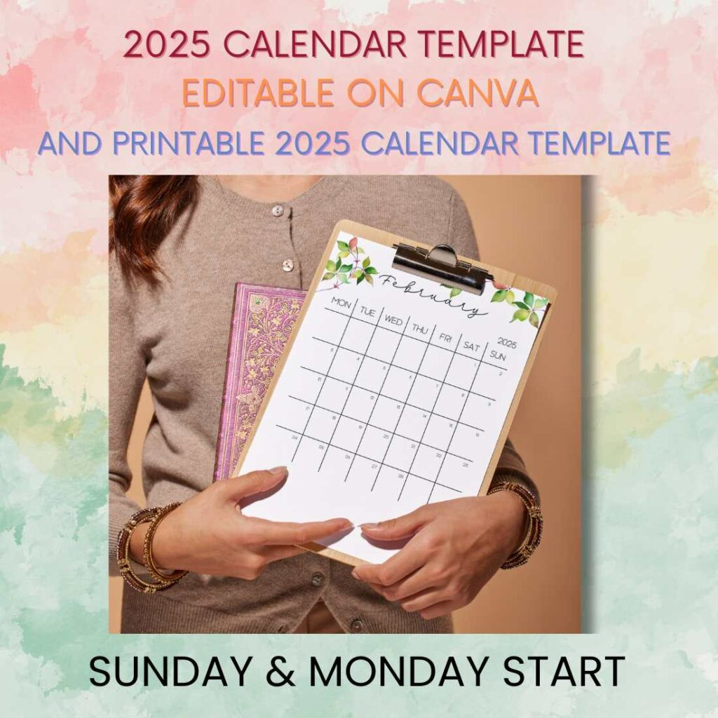 2025 Calendar Template - Editable on Canva - MasterBundles