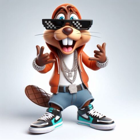 3D Gangsta Rap Beaver Urban Street Wear Collectible Avatar - MasterBundles