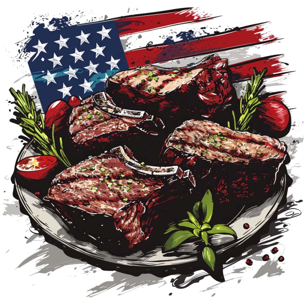American Meat & Flag Unique Design - MasterBundles