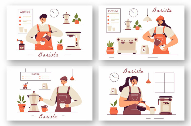 9 Barista Making Coffee Illustration - MasterBundles