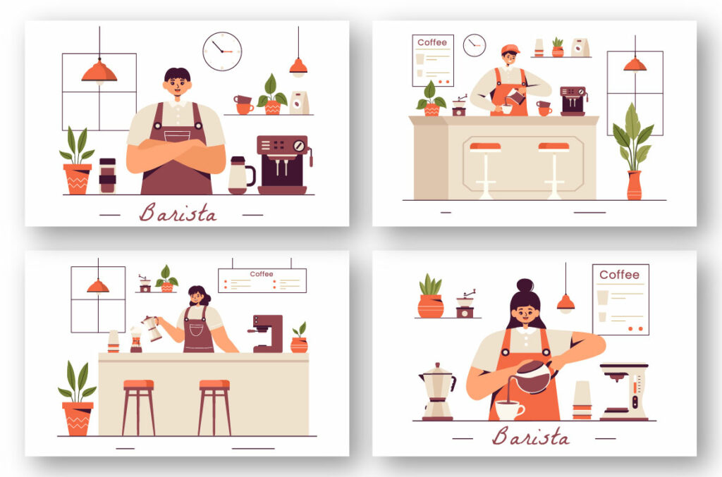 9 Barista Making Coffee Illustration - MasterBundles