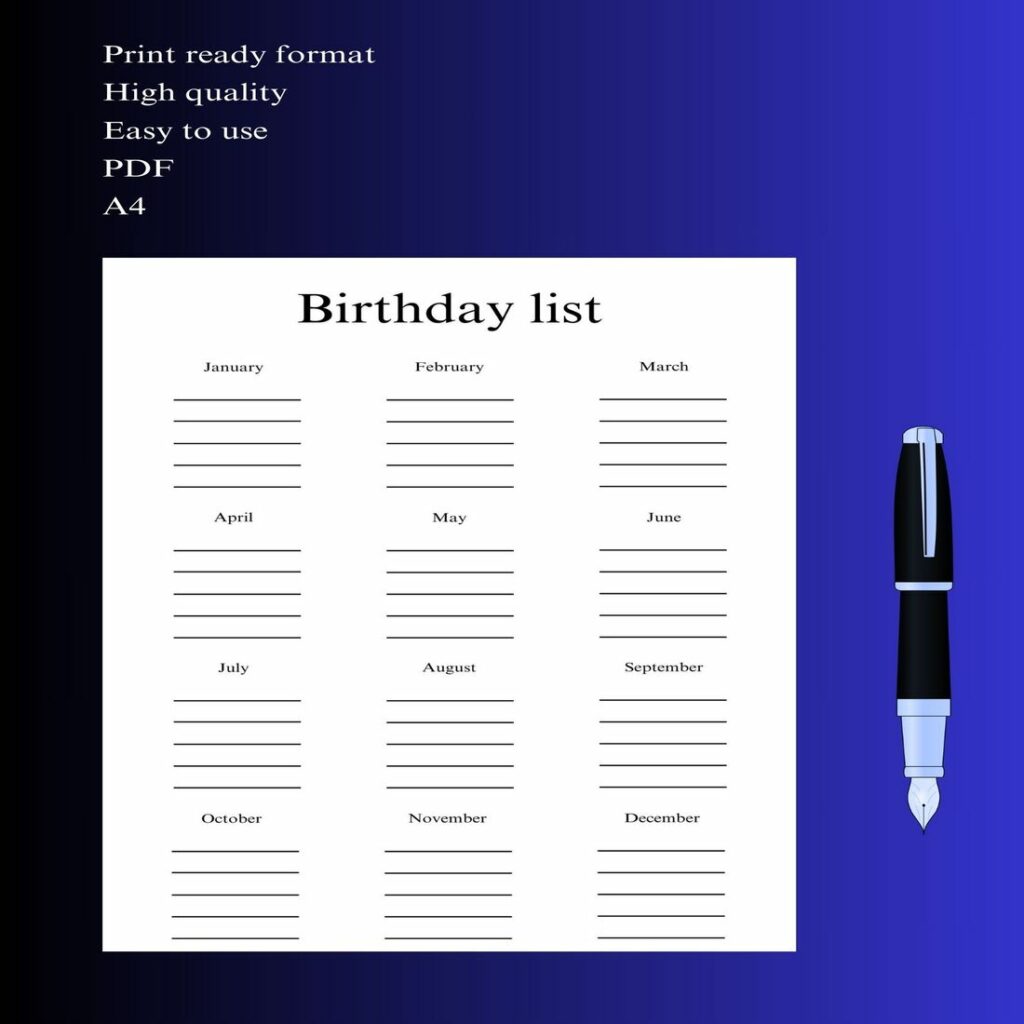 Birthday list - MasterBundles