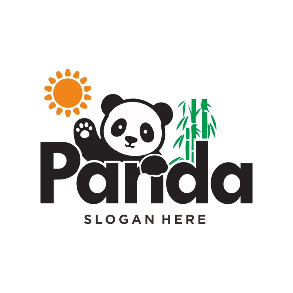 Cute panda cartoon with a branch isolated on white background. Vector ...