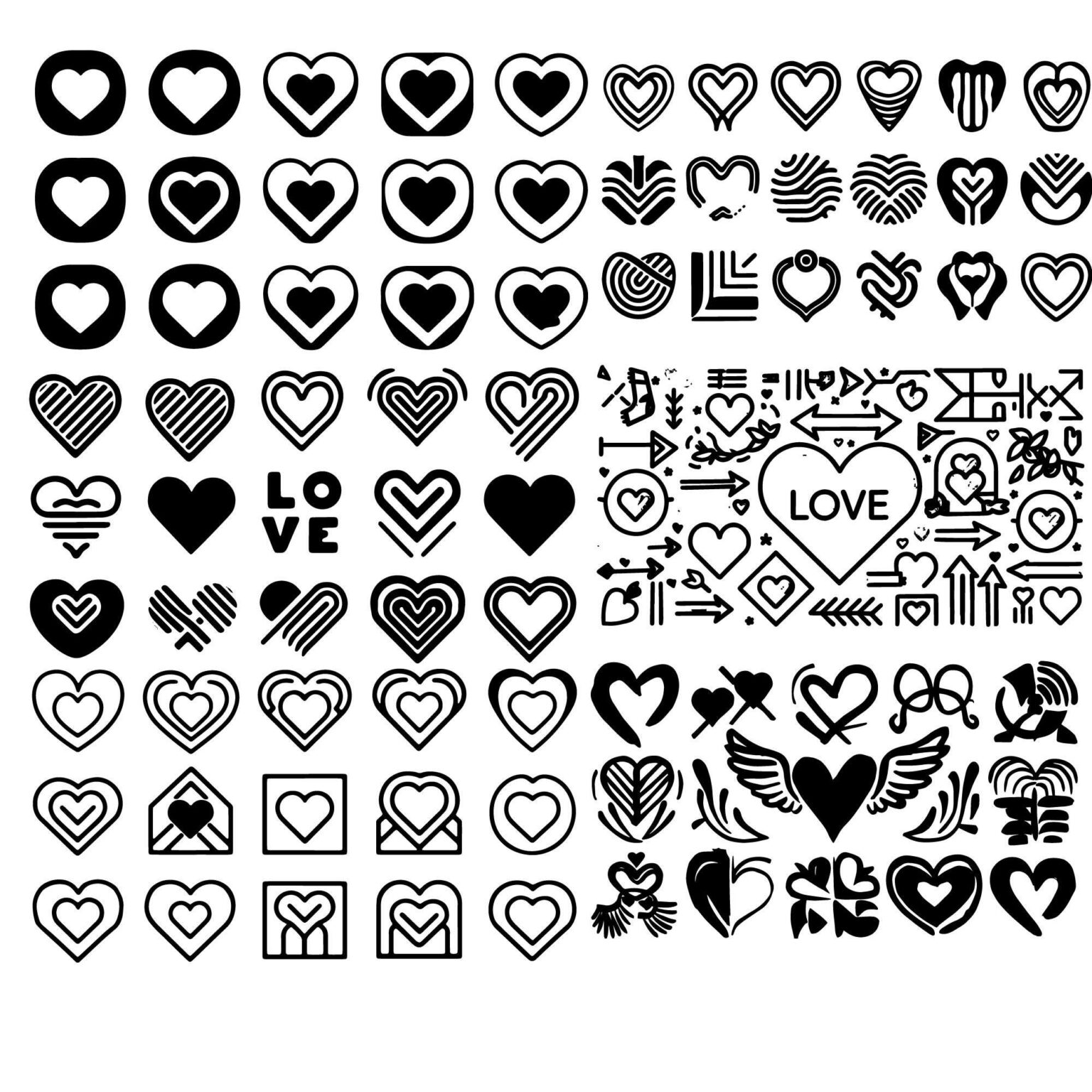 Bundle of 100+ Love Icons and Logos - MasterBundles