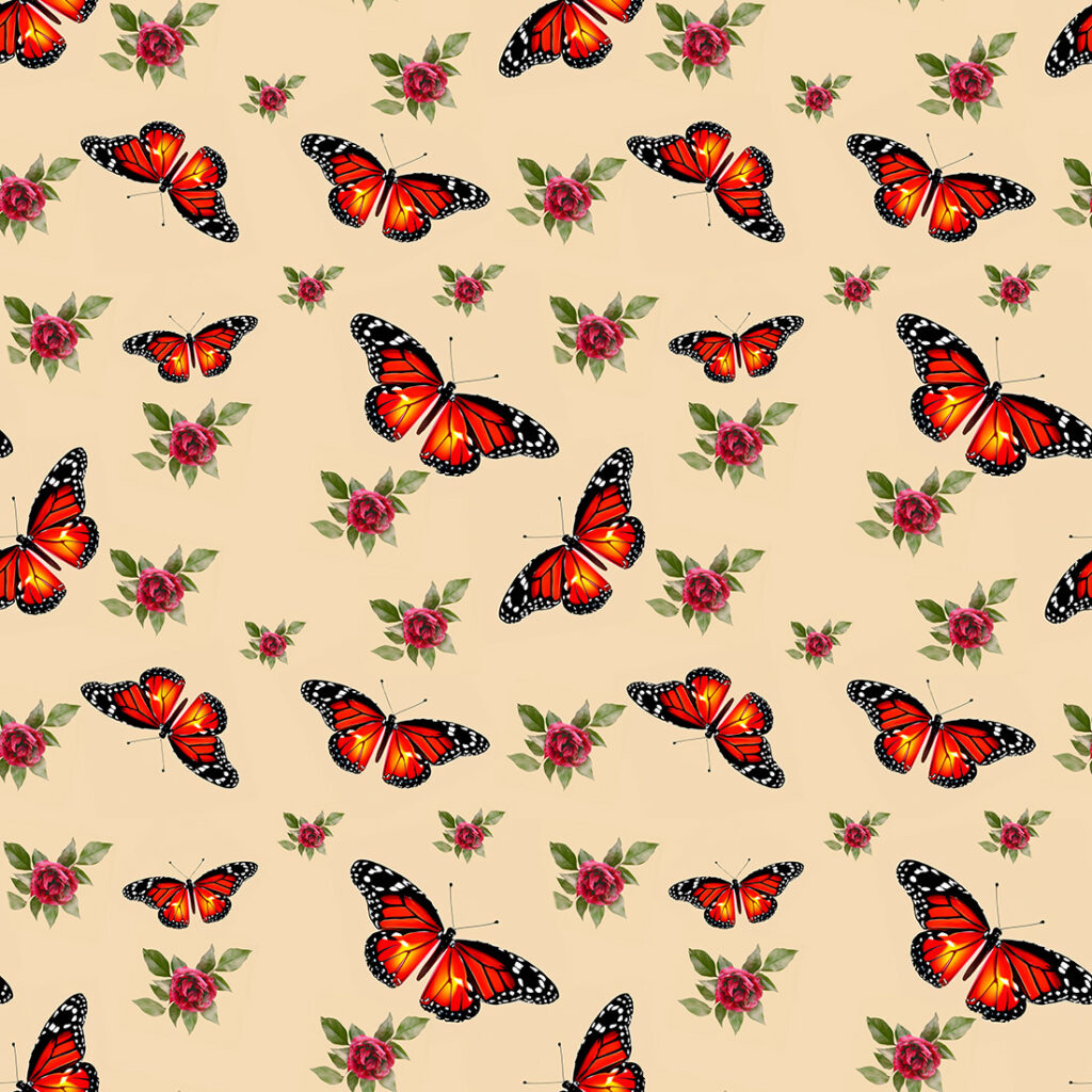 seamless pattern; vintage; butterfly and flowers; kids bedroom wall ...