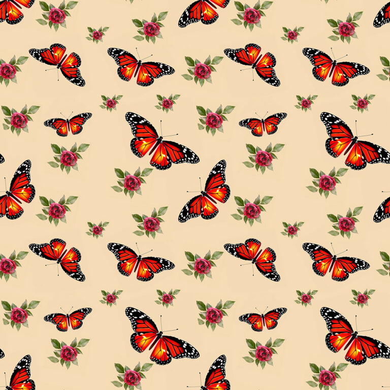 seamless pattern; vintage; butterfly and flowers; kids bedroom wall ...