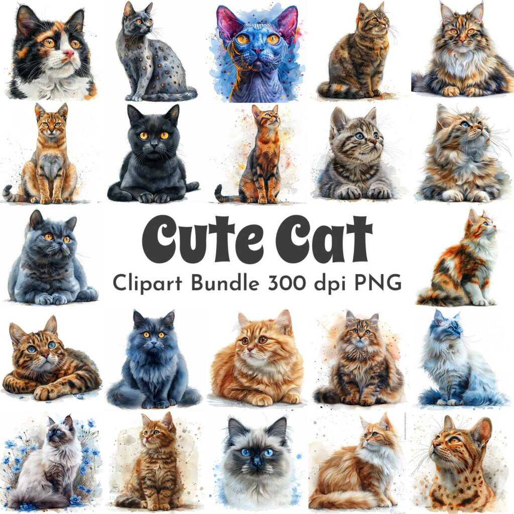 Cat Clipart Bundle - MasterBundles