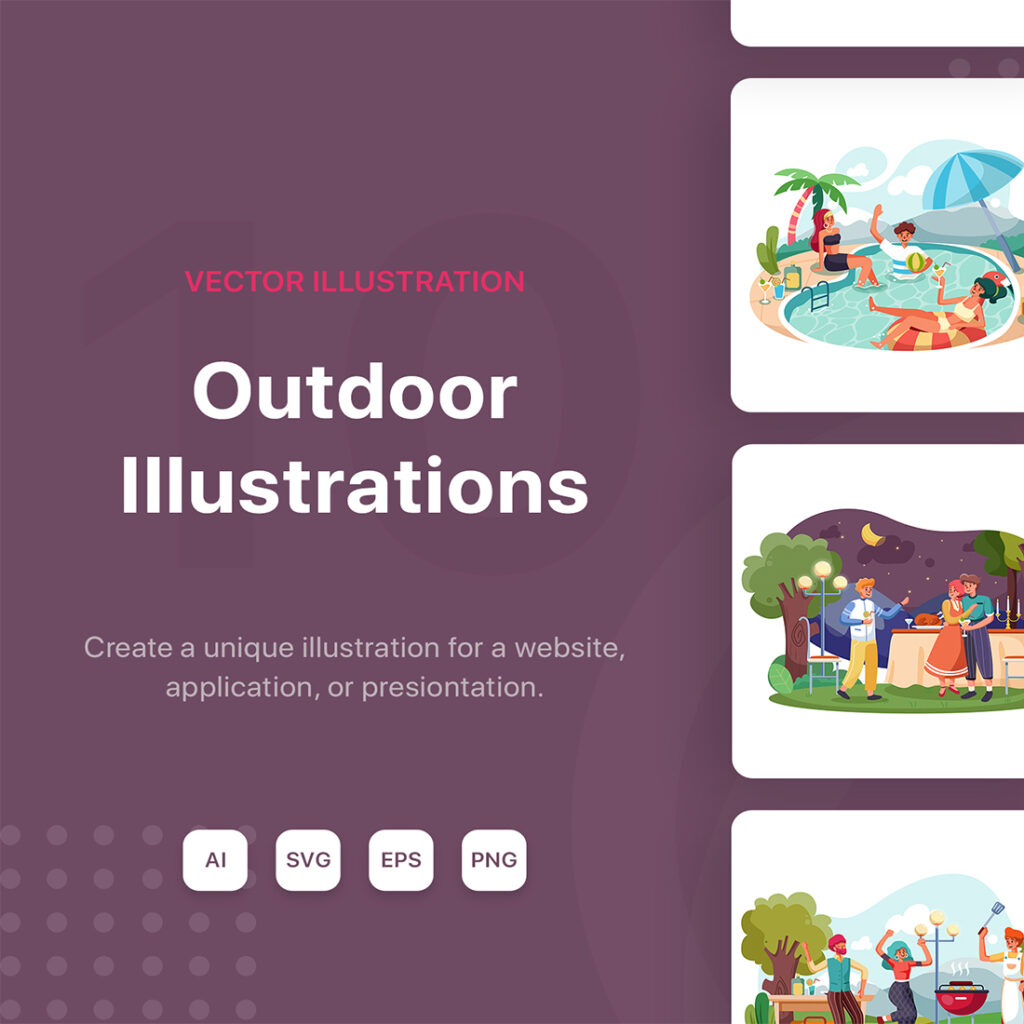 Outdoor Party Scene Illustrations - MasterBundles