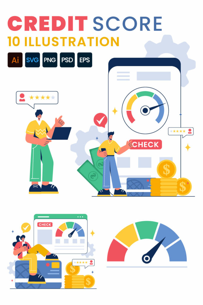 10 Credit Score Vector Illustration - MasterBundles