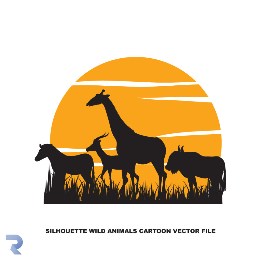 Silhouette wild animals cartoon vector file. - MasterBundles