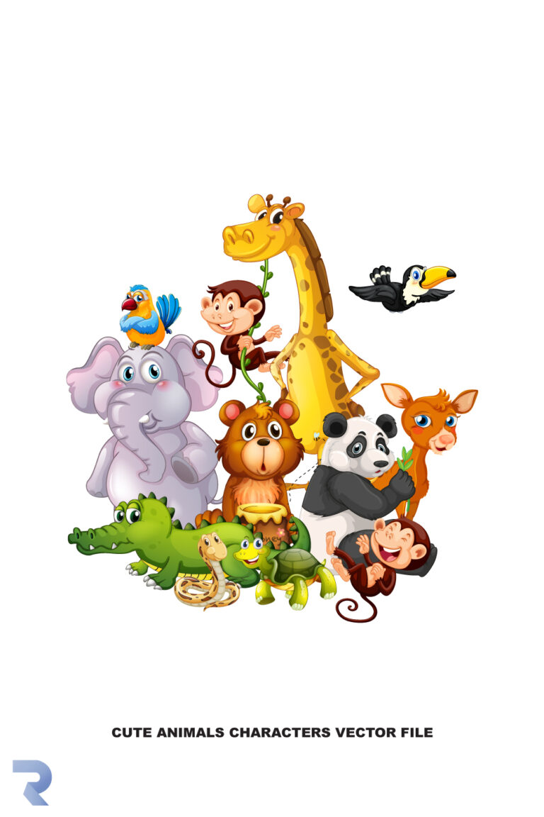 Cute animals characters vector file - MasterBundles