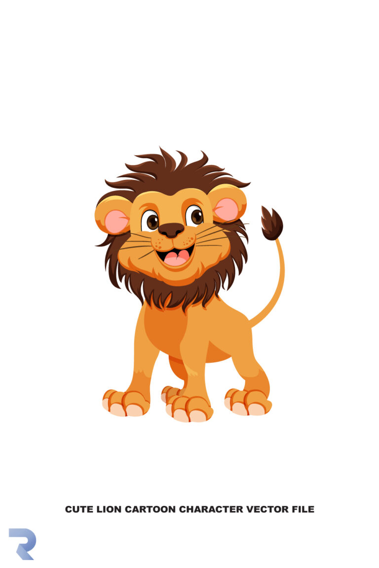 Cute lion cartoon character vector file - MasterBundles