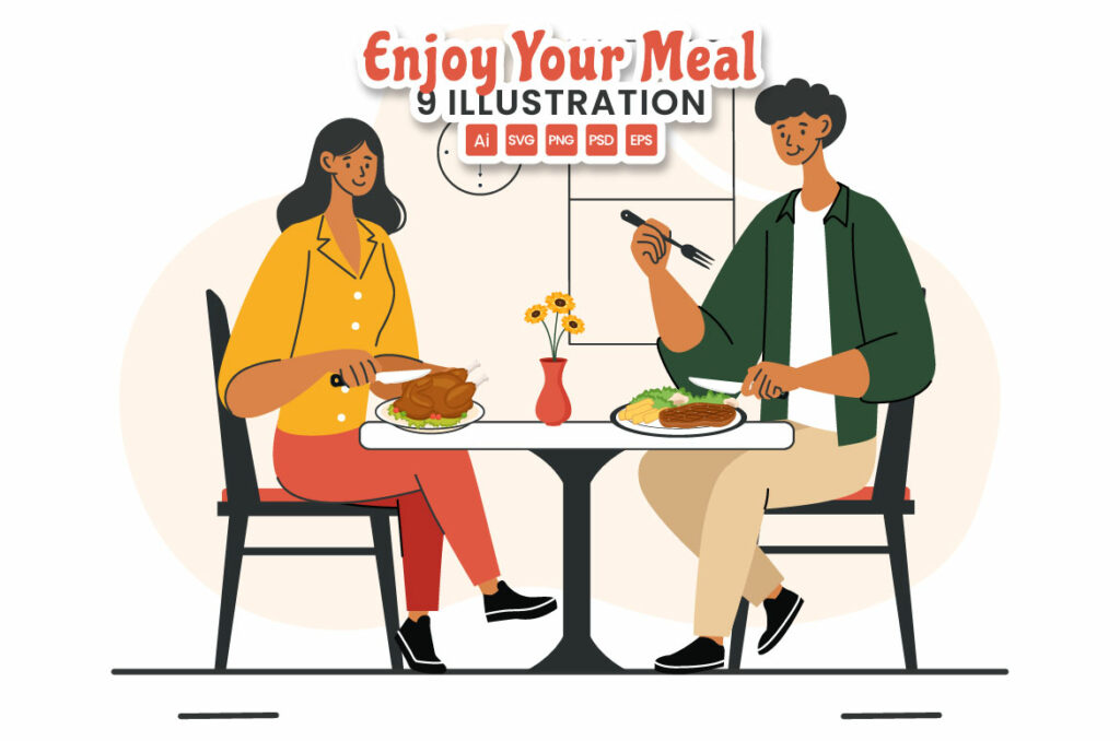 9 Enjoy Your Meal Vector Illustration - MasterBundles