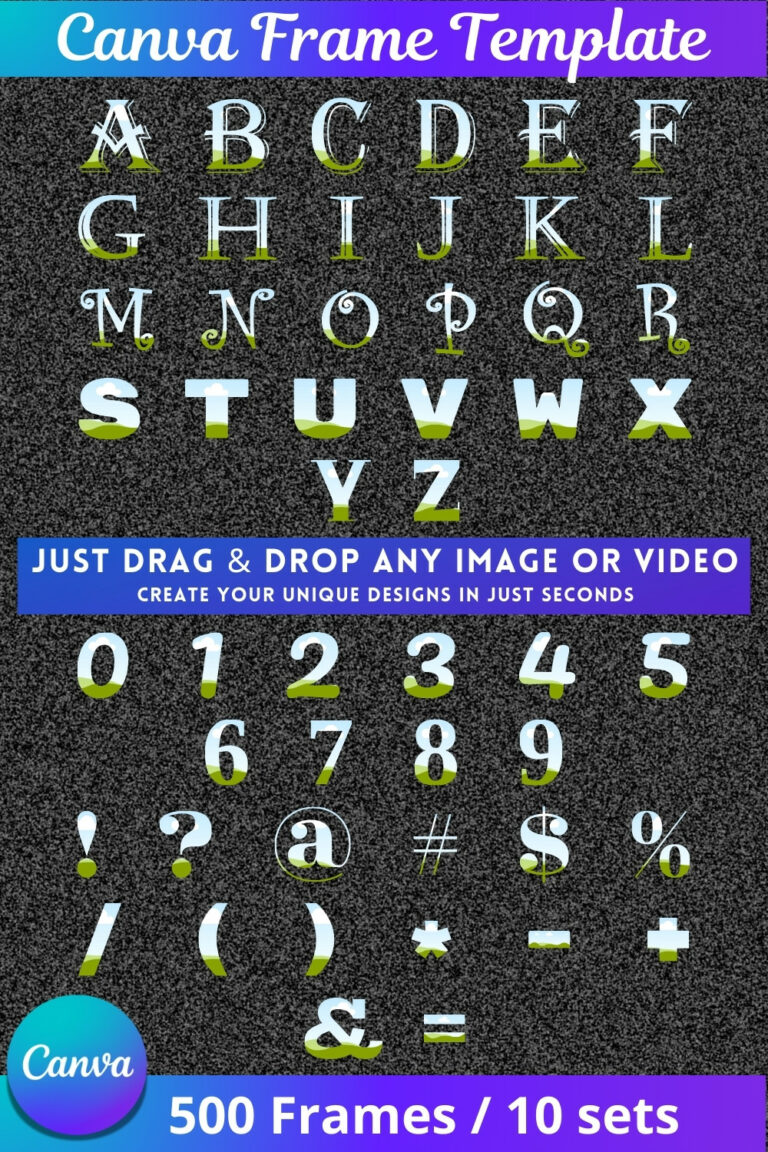 Mega Frame Set (Alphabets, Numbers, Symbols) | 10 Sets - MasterBundles