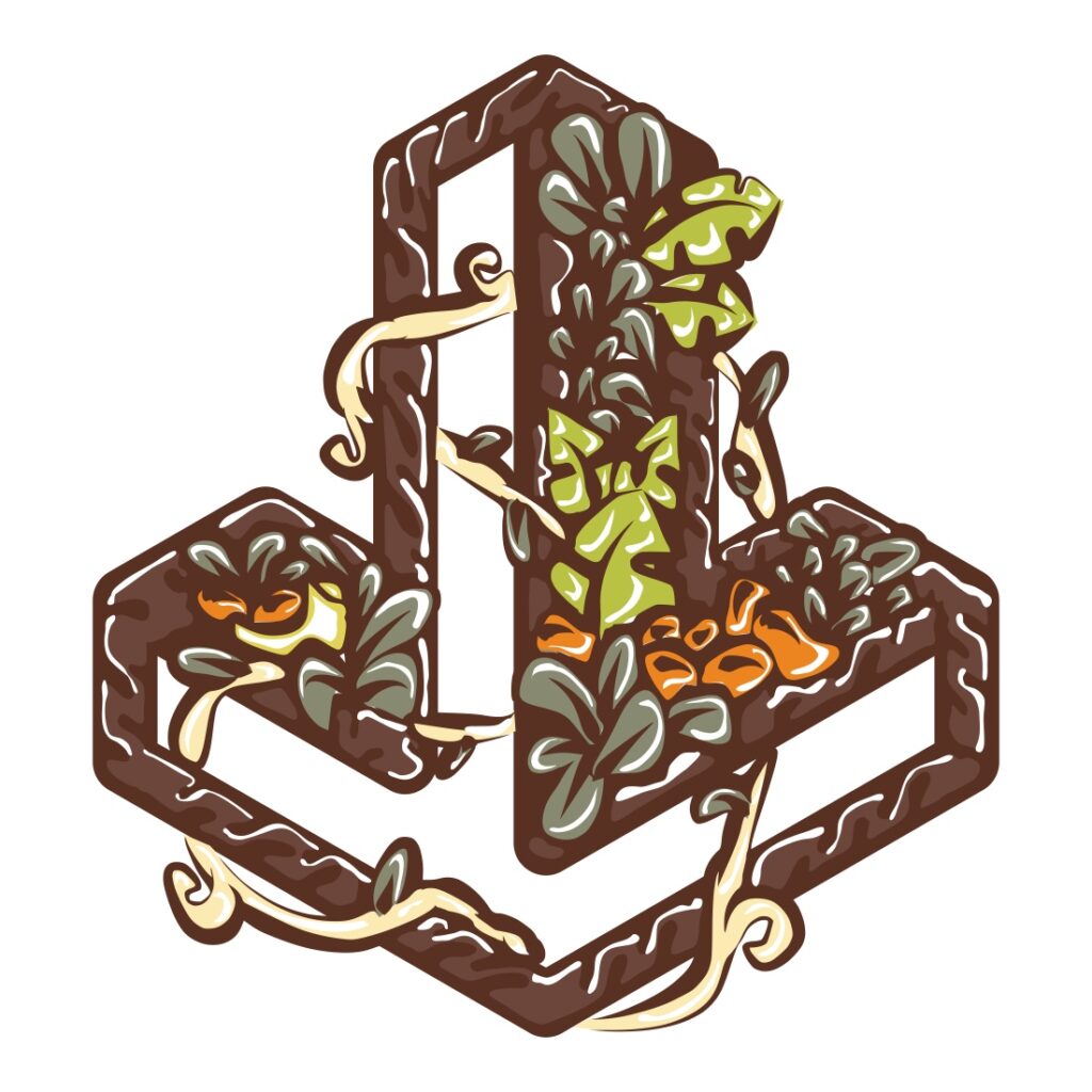 Brown Floral Down Arrow and Downward Icon with Vines - MasterBundles