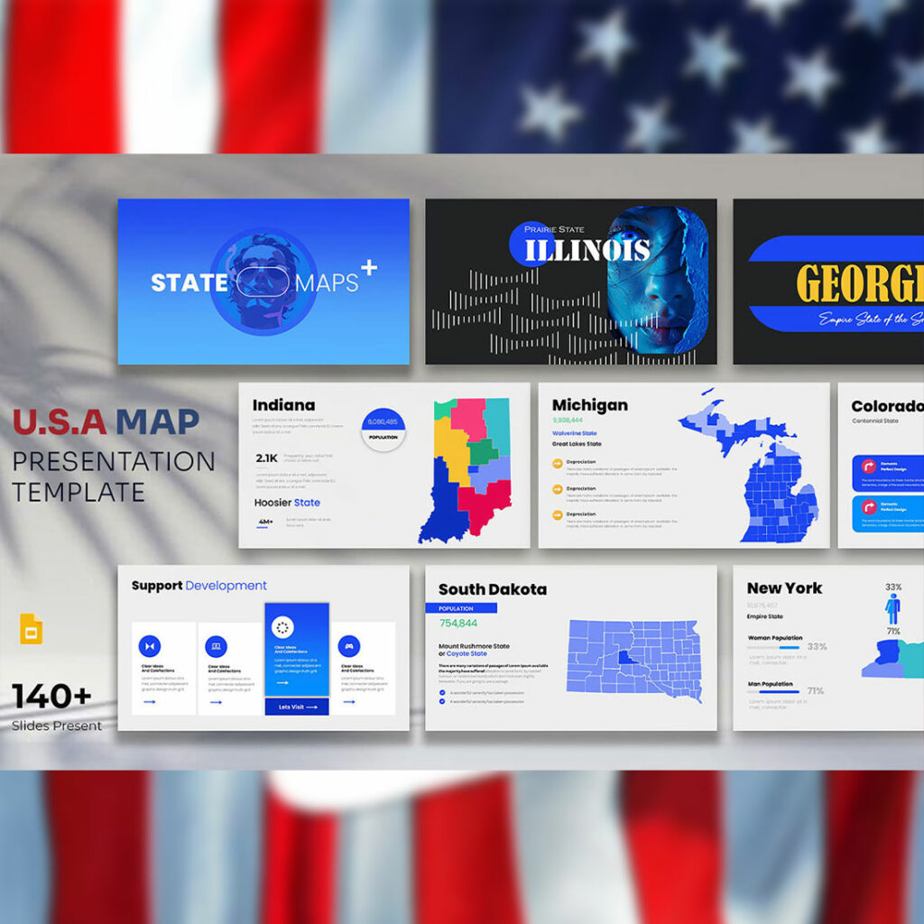 United State Of America All Map Google Template - MasterBundles