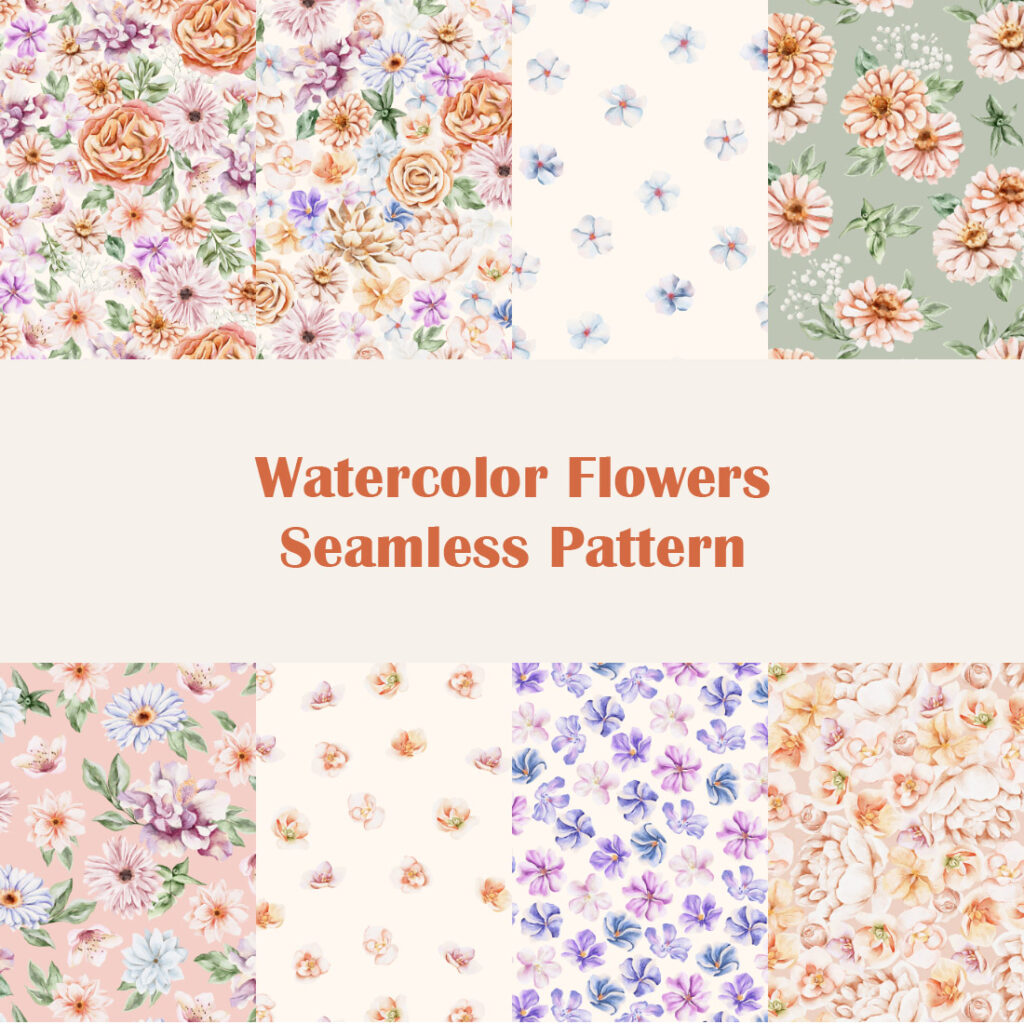 Seamless watercolor botanical pattern - MasterBundles