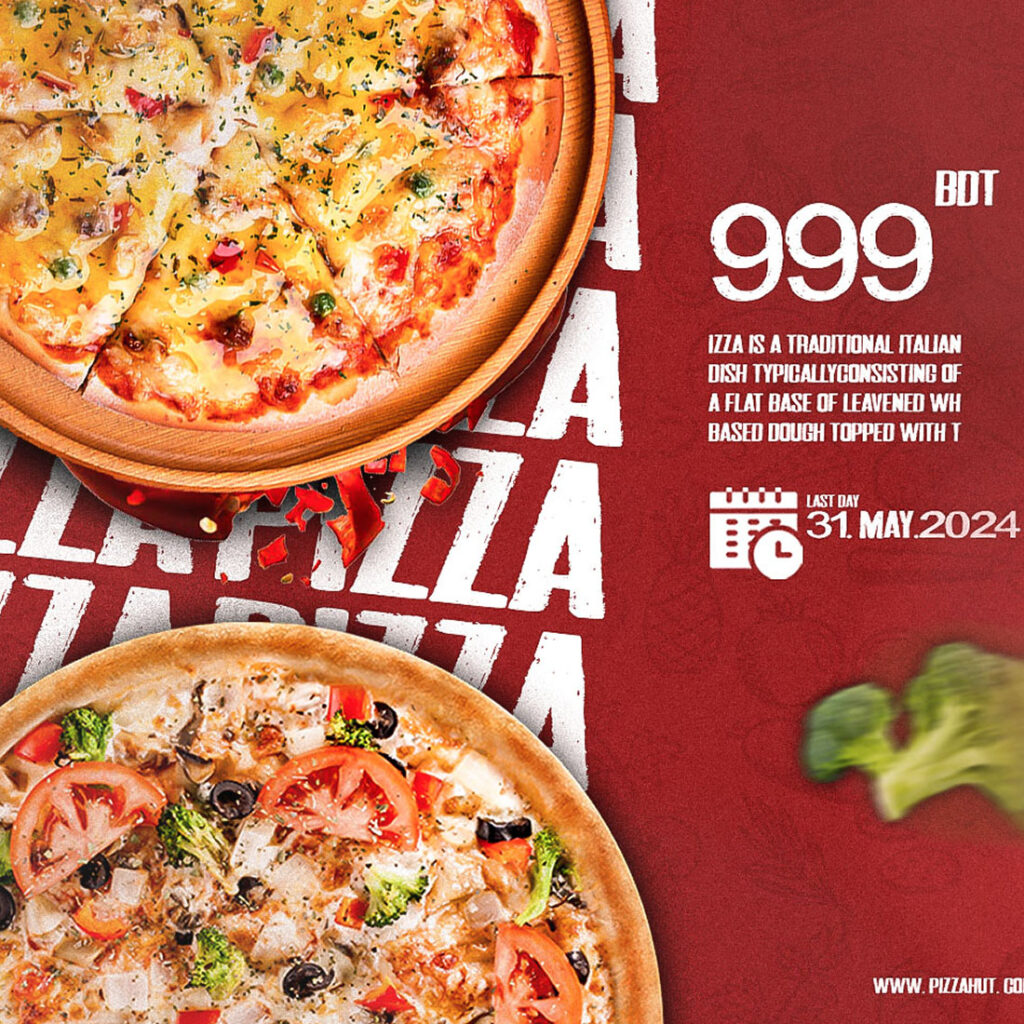 Social media 🍕 PIZZA desing template - MasterBundles