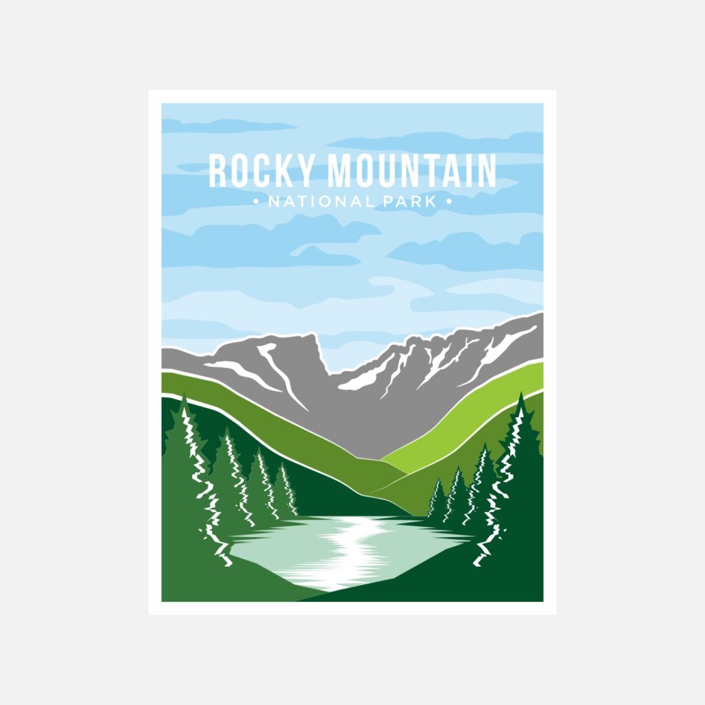 Rocky Mountain National Park Poster Vector Illustration – Only $8