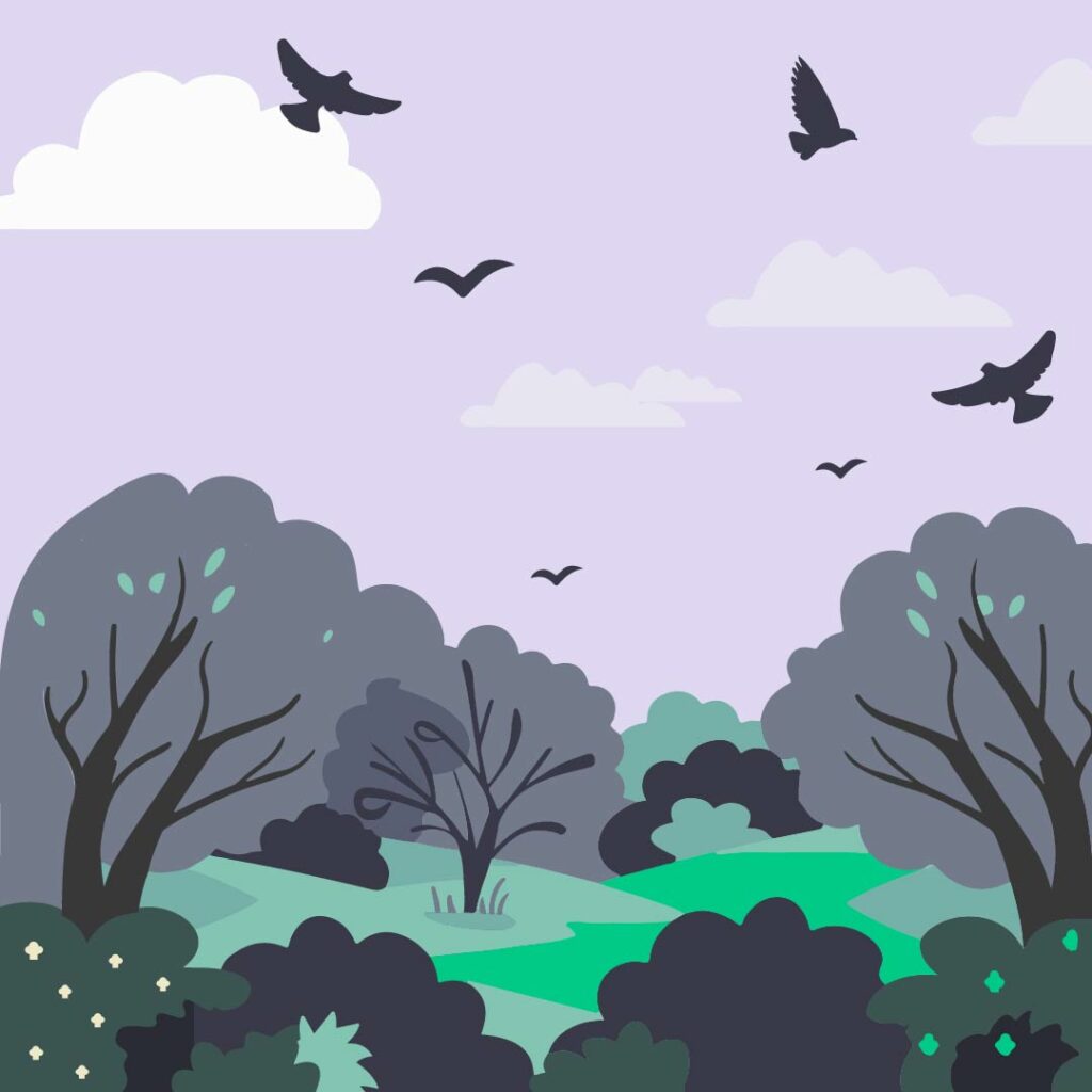 Illustration_of_park_Blank_nature, flowers, nature, vector, 4 color ...