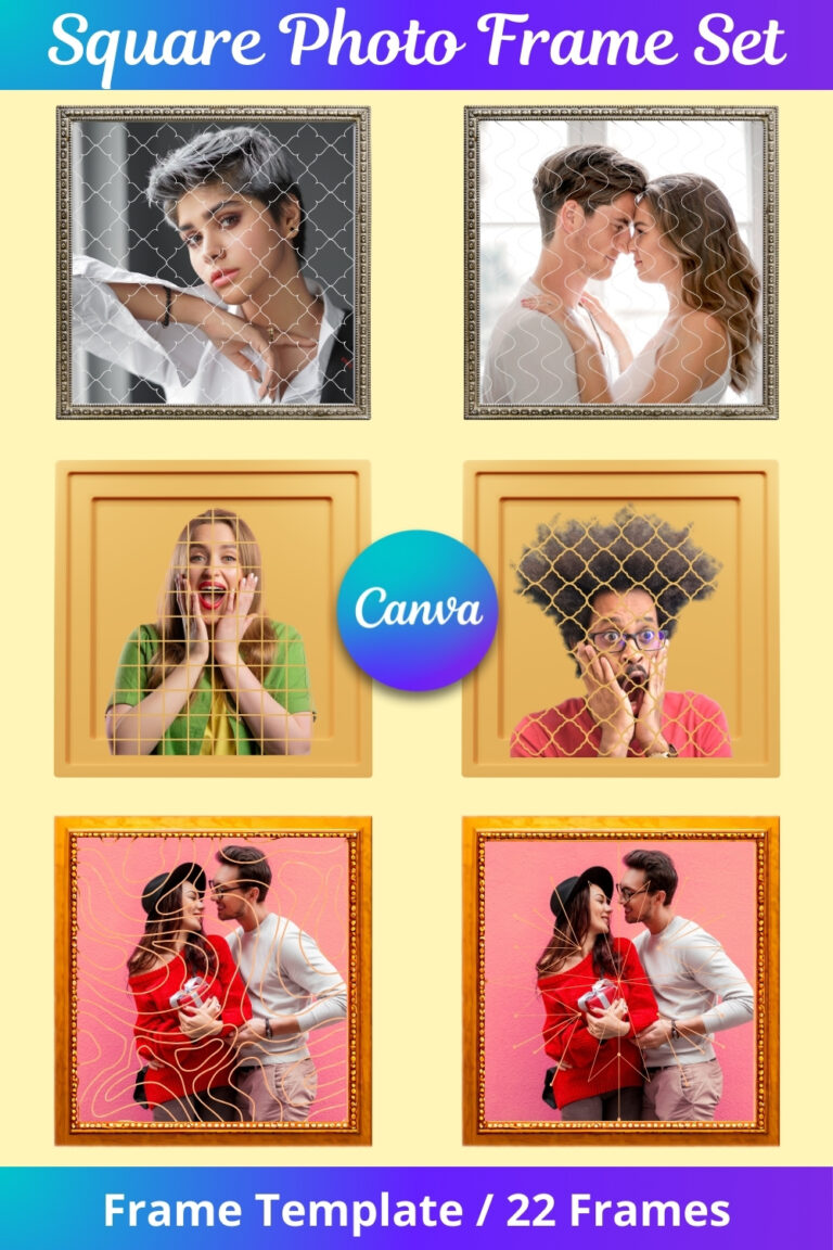 Square Photo Frame Set | 22 Frames | Canva - MasterBundles