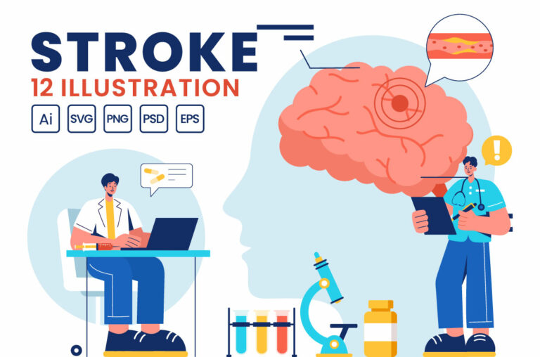 12 Human Brain Stroke Illustration - MasterBundles
