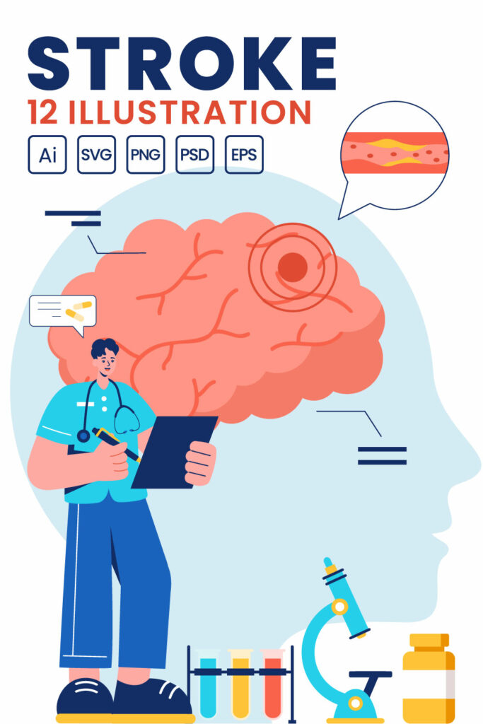 12 Human Brain Stroke Illustration - MasterBundles