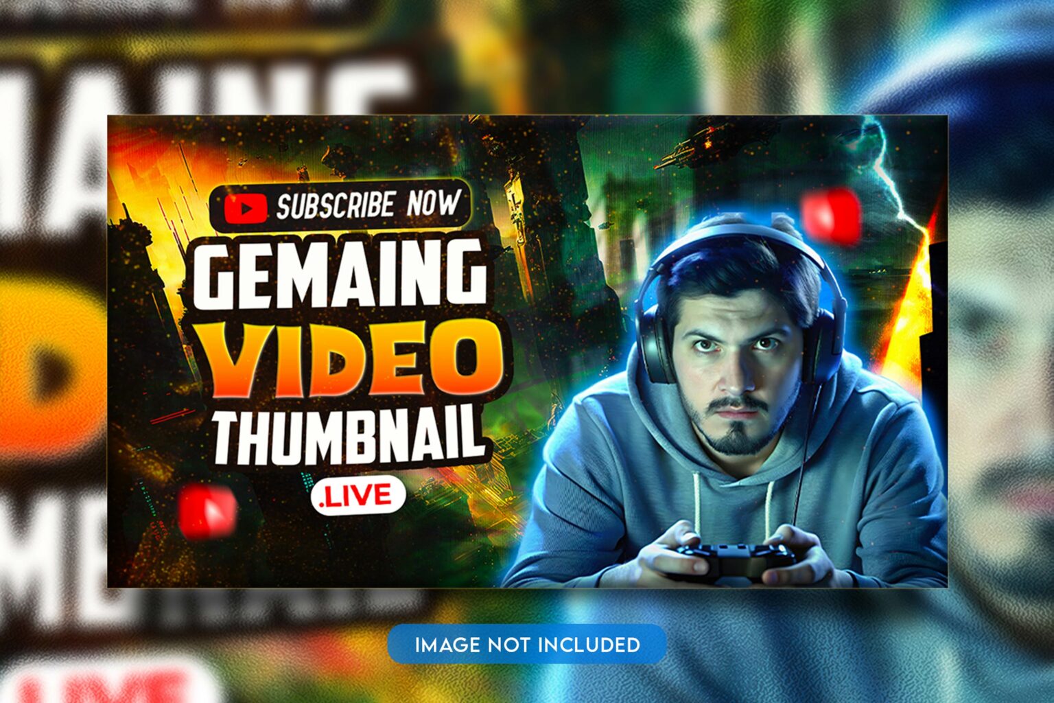 PSD Modern glow effect youtube video thumbnail template design fully ...