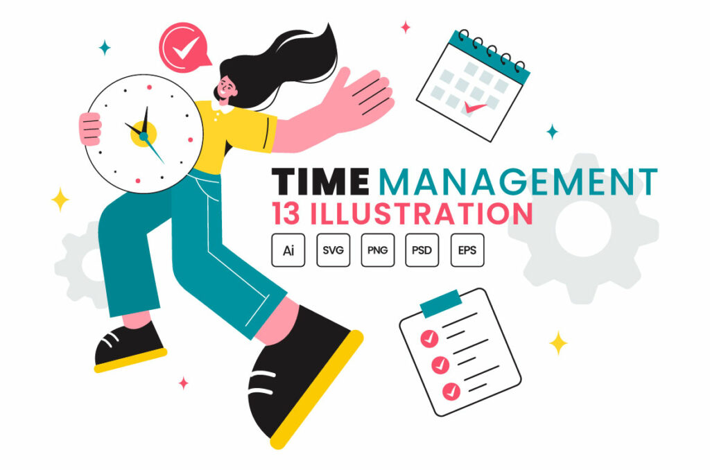 13 Time Management Planning Illustration - MasterBundles