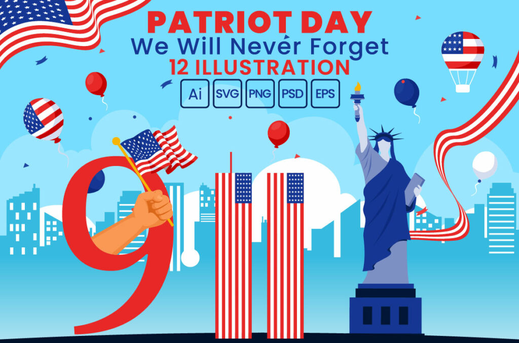12 USA Patriot Day Illustration - MasterBundles