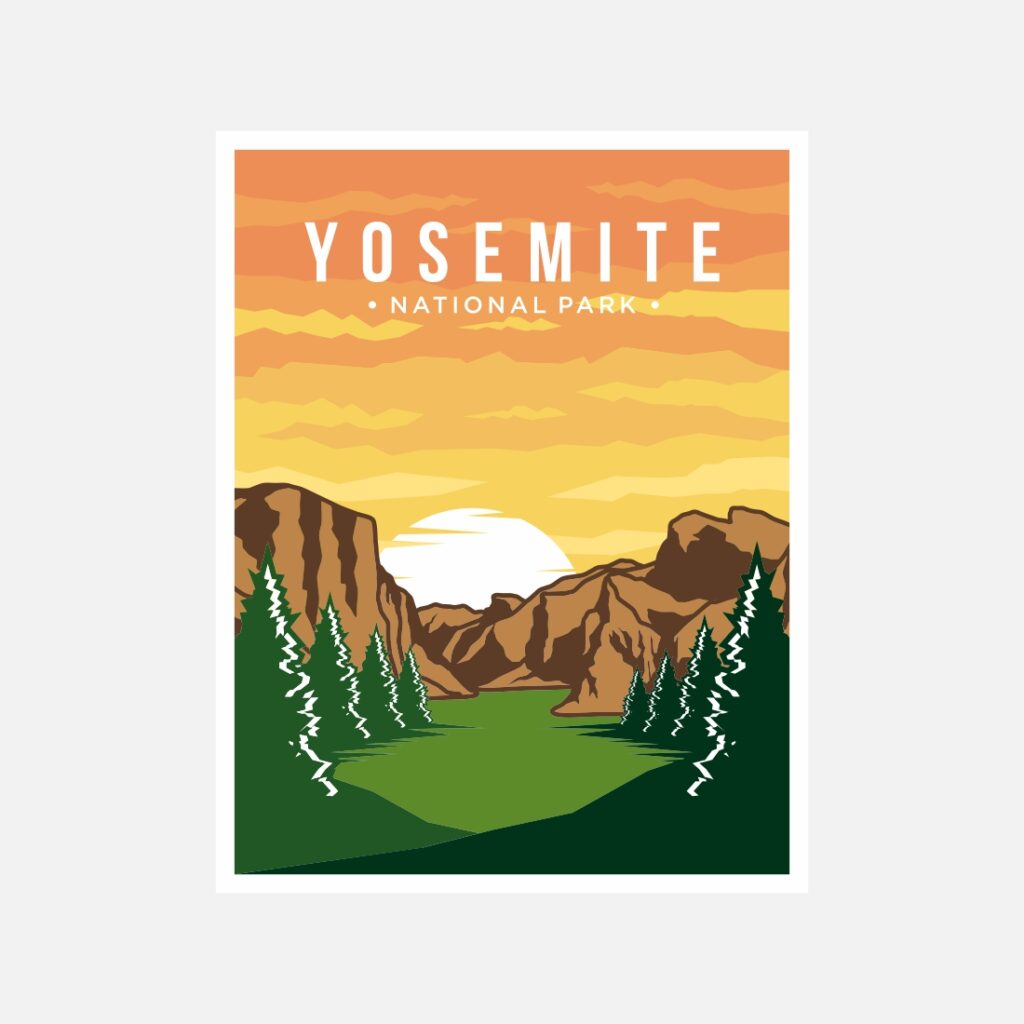 Yosemite National Park poster vector illustration design – Only $8