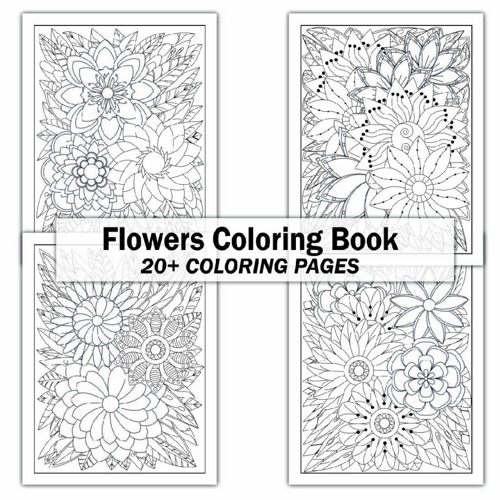 Hand Drawn Flowers Coloring Book - MasterBundles
