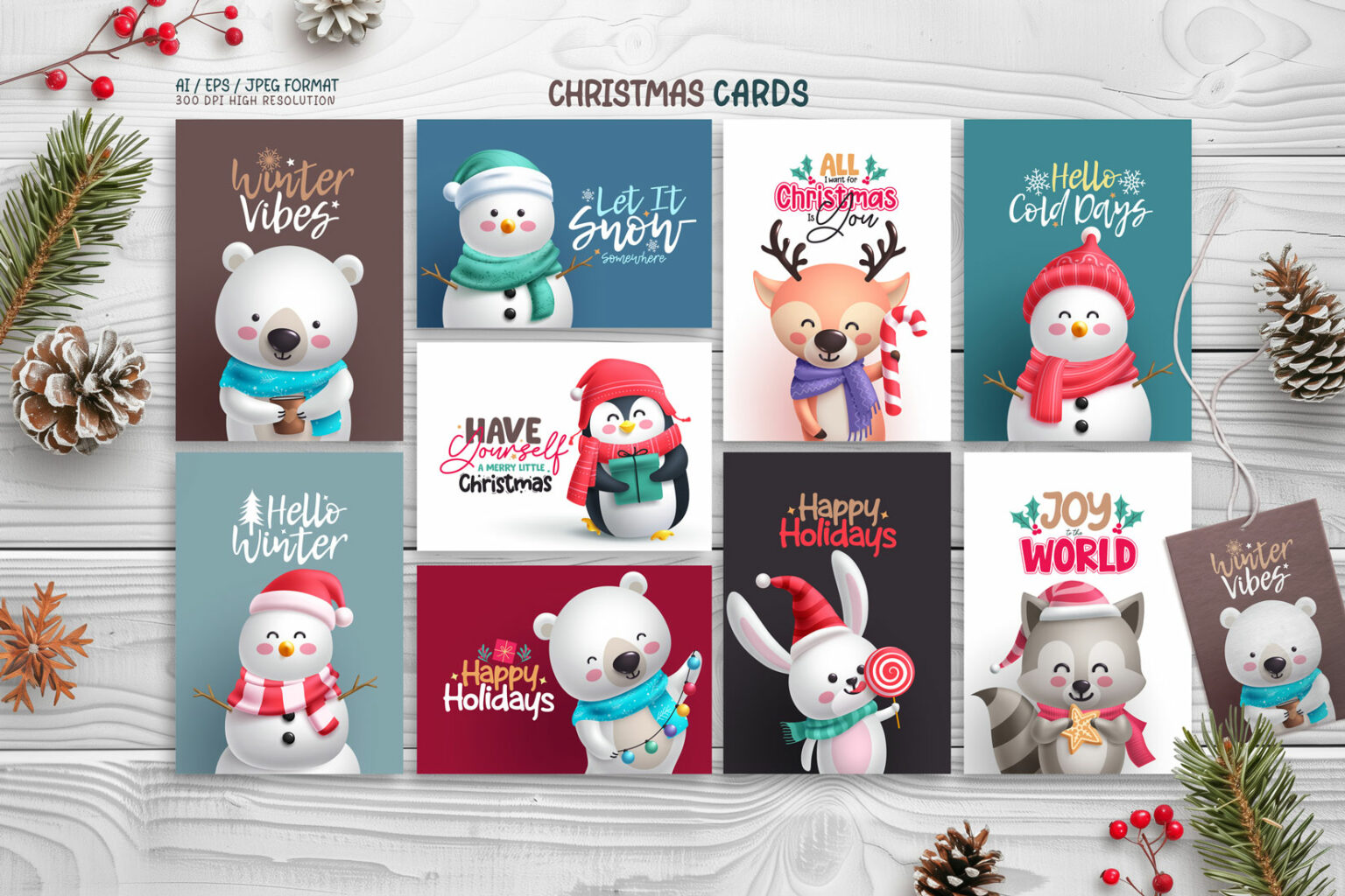 Winter Holiday Animals Illustration Bundle - MasterBundles