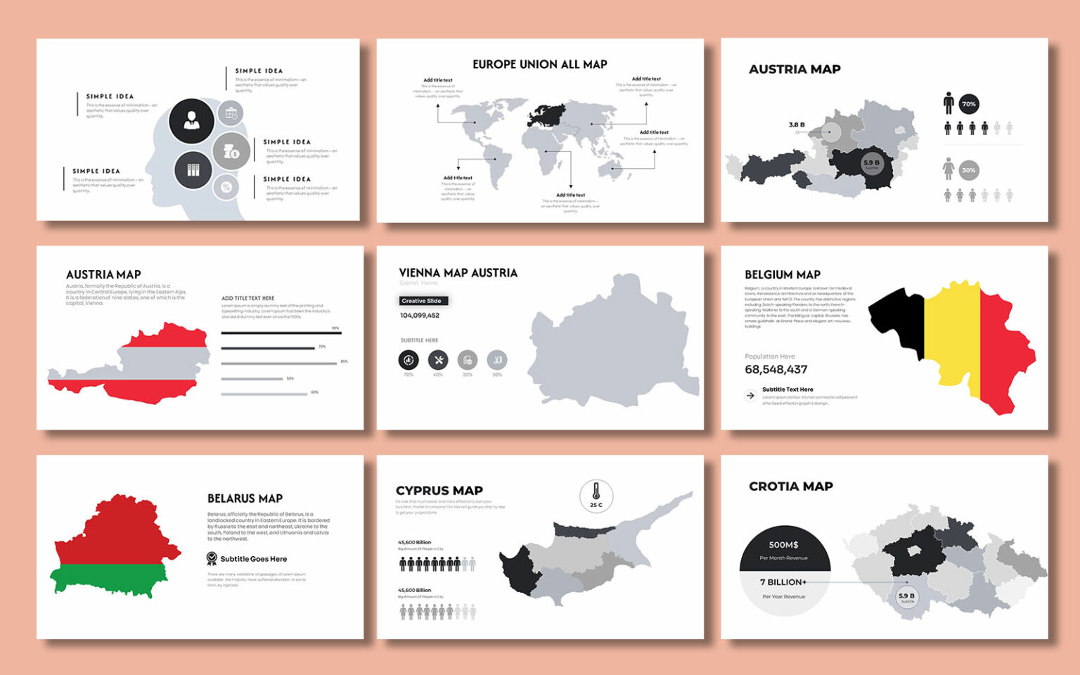 European Union All Country Map PowerPoint Template - MasterBundles